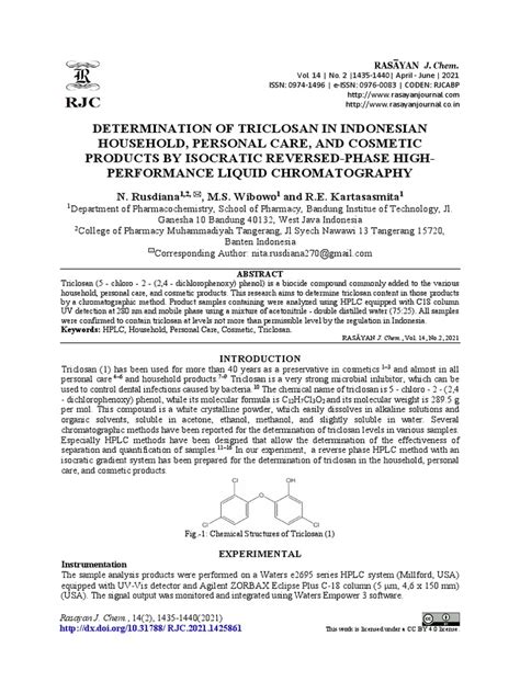 Triclosan By Hplc Ind Pdf High Performance Liquid Chromatography Detection Limit