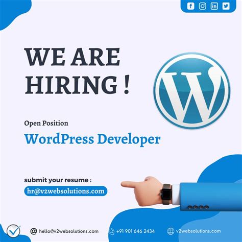 V2 Web Solutions Is Currently Hiring For Wordpress Developer