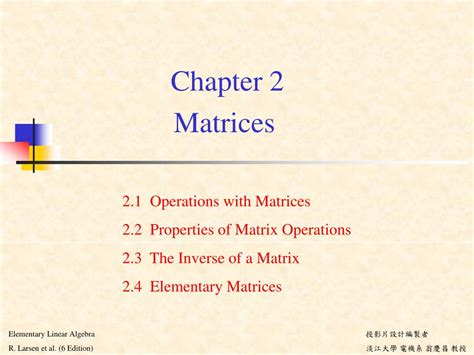 Ppt Chapter 2 Matrices Powerpoint Presentation Free Download Id