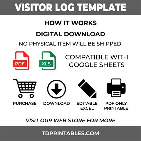 Editable And Printable Visitor Log Visitor Sign In Sign Out Sheet Visitor Logbook Visitor