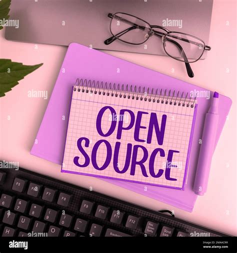 Hand Writing Sign Open Source Word For Denoting Software Which Original Source Code Freely