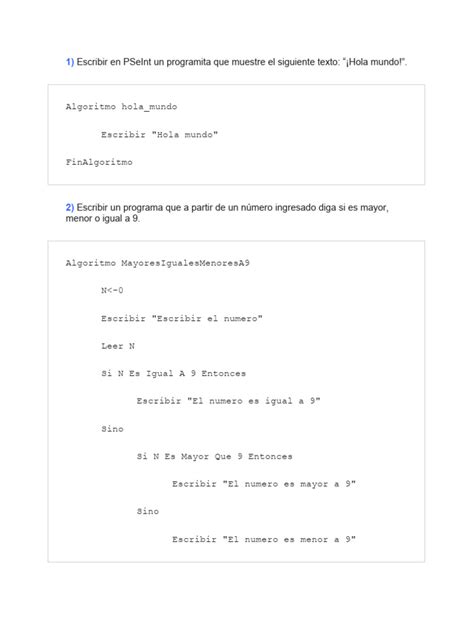 Ejercicios De Pseint Pdf Programación De Computadoras Ciencias De La Computación