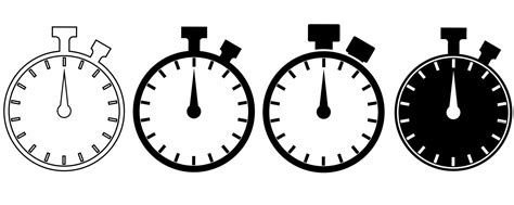 Outline Silhouette Stopwatch Icon Set Isolated On White Background 22187662 Vector Art At Vecteezy