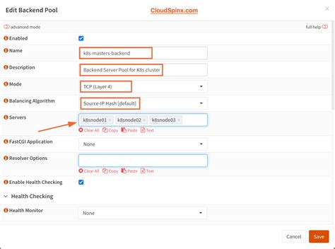 configure opnsense as kubernetes api load balancer port 6443 cloudspinx