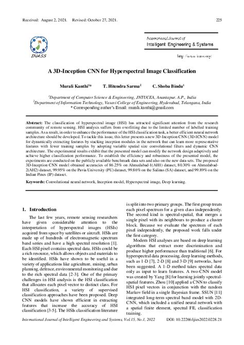 Pdf A 3d Inception Cnn For Hyperspectral Image Classification