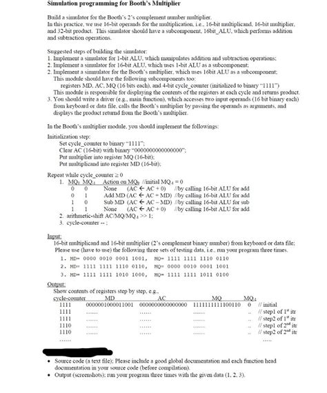 Solved Simulation Programming For Booths Multiplier Build A