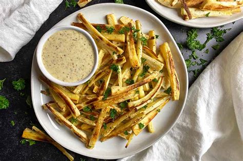 Roasted Parsnip Fries With Creamy Honey Mustard Sauce Recipe Foodal