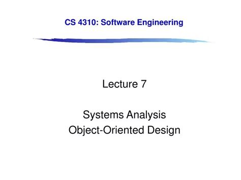 Ppt Lecture Systems Analysis Object Oriented Design Powerpoint Presentation Id