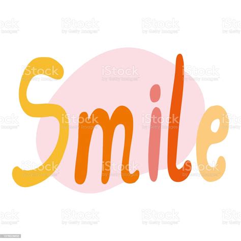 벡터 레터링 미소 손으로 그린 낙서 색상 그림 그래픽 스케치 격리된 설계 요소 미소에 대한 스톡 벡터 아트 및 기타 이미지