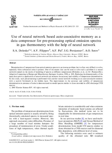 Pdf Use Of Neural Network Based Auto Associative Memory As A Data Compressor For Pre