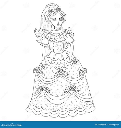 光亮的礼服的有亮晶晶的小东西的彩图页美丽的公主 向量例证 插画 包括有 阴物 查出 子项 逗人喜爱 76286548