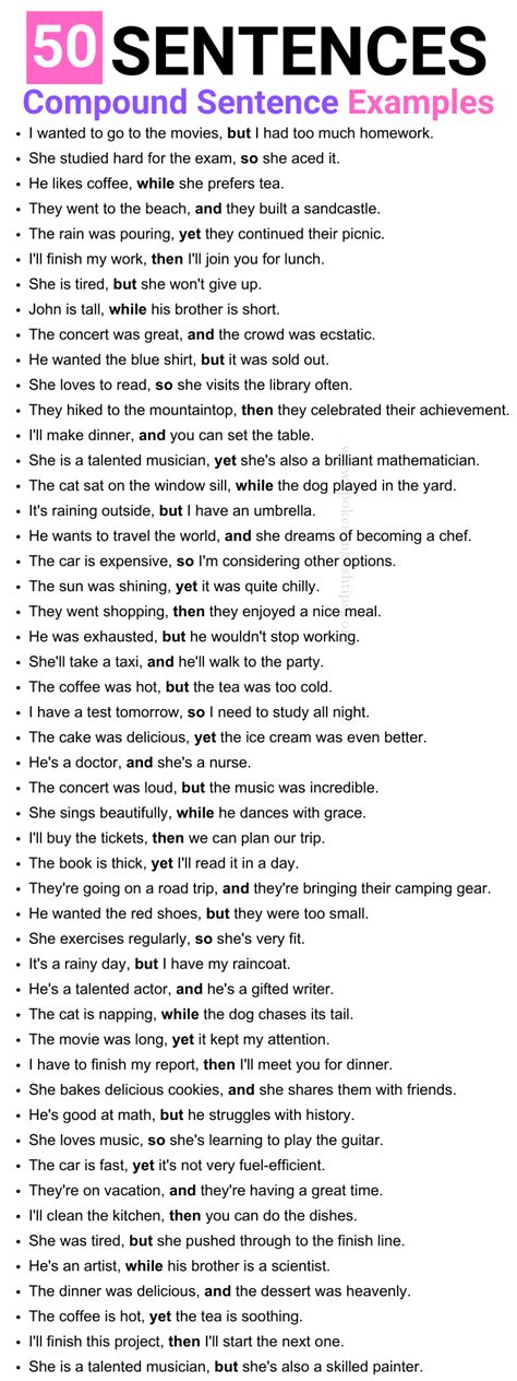 What Is A Compound Sentence Compound Sentence Examples