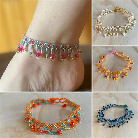 Dangling Mexican Beaded Huichol Anklets Etsy Uk Beaded Anklets