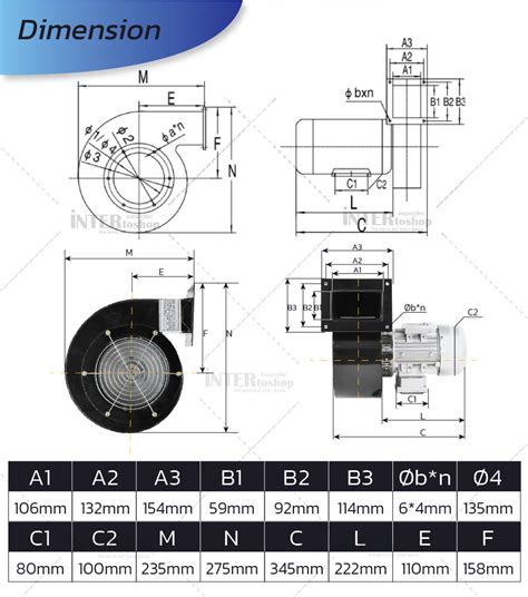 พัดลมระบายอากาศชนิดหอยโข่ง ทนความร้อน กำลังไฟ 370วัตต์ รุ่น Df 1 6 Ii H