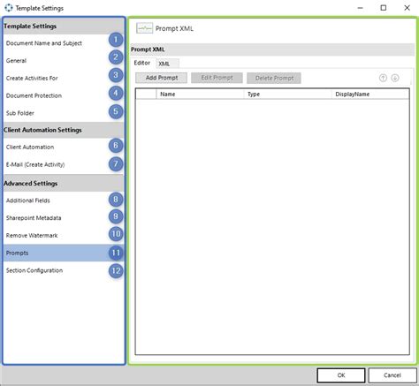 Template Settings Dynamics 365