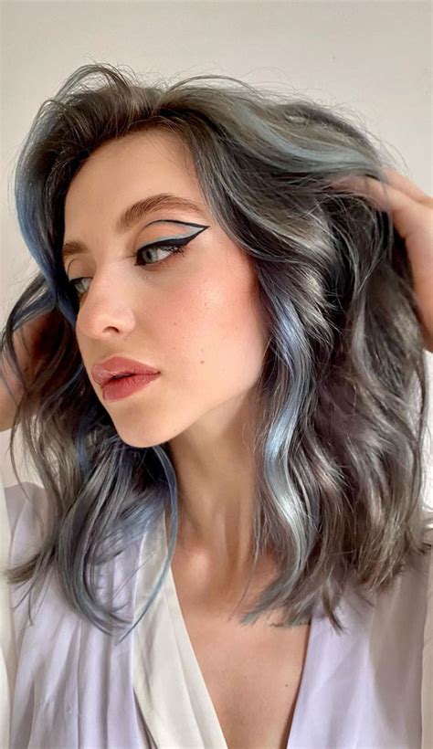 30 Metallic Hair Color Ideas Smokey Metallic Lob Beauty
