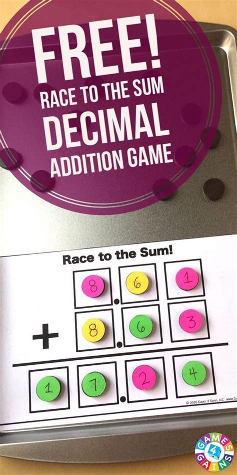 Race To The Sum Multi Digit Addition — Games 4 Gains Addition Games Adding Decimals Game