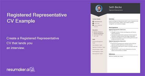Registered Representative Cv Examples Template And 20 Tips