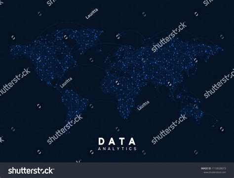 World Map Data Visualization Technology Background Vector De Stock Libre De Regalías
