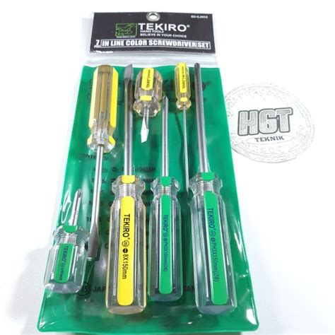 Jual Obeng Tekiro Kristal Set 7 Pcs In Line Screwdriver Set 7 Pcs Kuning Hijau Min Dan Plus