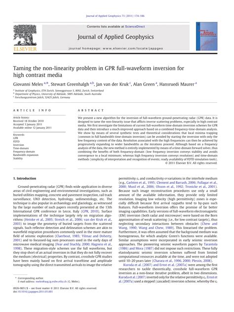 Pdf Taming The Non Linearity Problem In Gpr Full Waveform Inversion