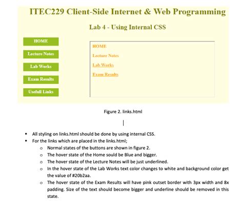 Solved Itec 229 Lab 4 Using Internal Css • For Lab 4 You