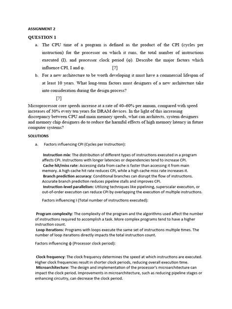 Assignment 2 Pdf Central Processing Unit Computer Architecture