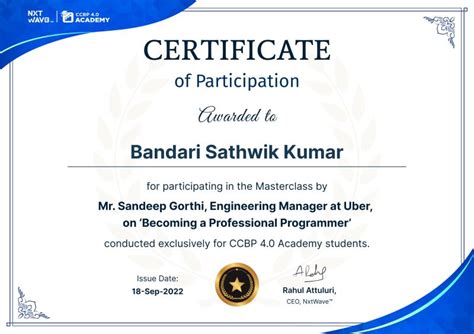 Sathwik Kumar Bandari On Linkedin Nxtwave Uber Masterclass Ccbpian