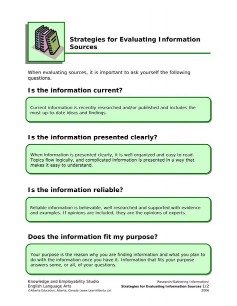 Strategies For Evaluating Information Sources LearnAlberta Ca