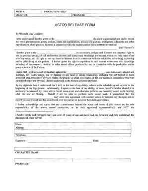 Actor Release Form Pdf Templates Fillable And Printable Samples For Pdf