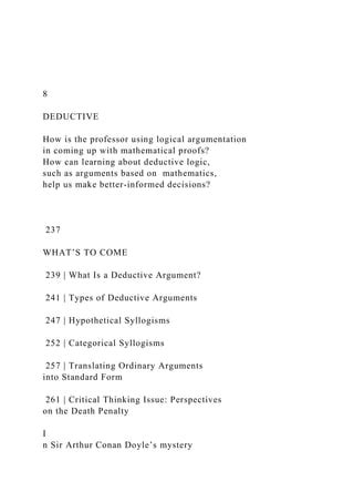 8DEDUCTIVE How Is The Professor Using Logical Argument Docx