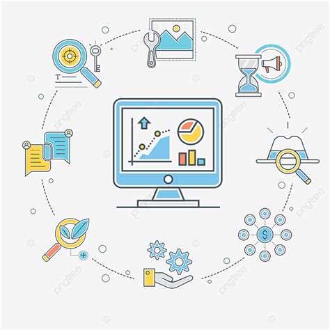 만화 일러스트 선형 교육 Infographic 돋보기 교육 선의 주위에 Png 일러스트 및 Psd 이미지 무료 다운로드 Pngtree