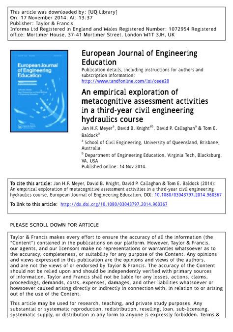Pdf An Empirical Exploration Of Metacognitive Assessment Activities