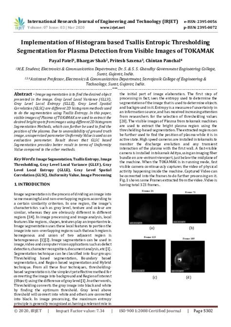 Pdf Irjet Implementation Of Histogram Based Tsallis Entropic