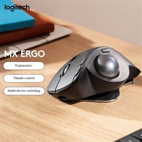 Logitech Mx Ergo עכבר כדור עקיבה אלחוטי ברמת ארגונית Bluetooth וחיבור אלחוטי עם מצב כפול