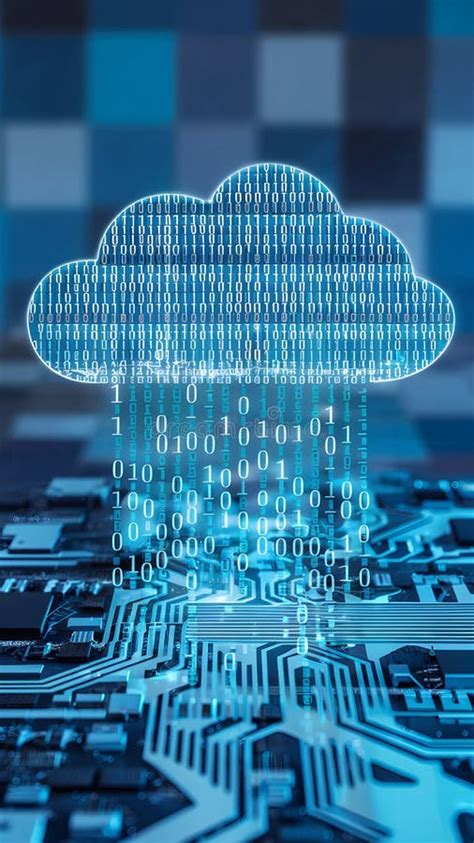 Digital Cloud Of Binary Digits Over Complex Circuitry Data Transfer