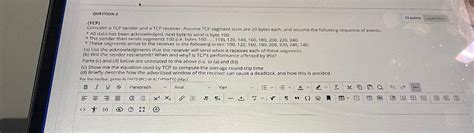 QUESTIONS points και Αντα TCP Consider a TCP Chegg