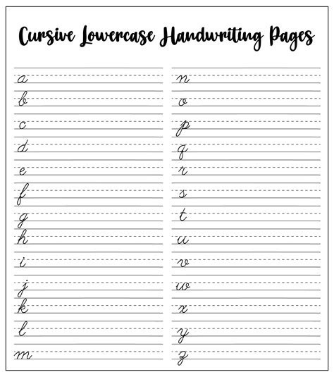 Cursive Lower Case Letters 20 Free PDF Printables Printablee