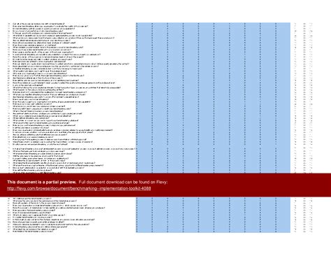 Benchmarking Implementation Toolkit Template Excel Xls
