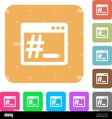 Linux Root Terminal Flat Icons On Rounded Square Vivid Color Backgrounds Stock Vector Image