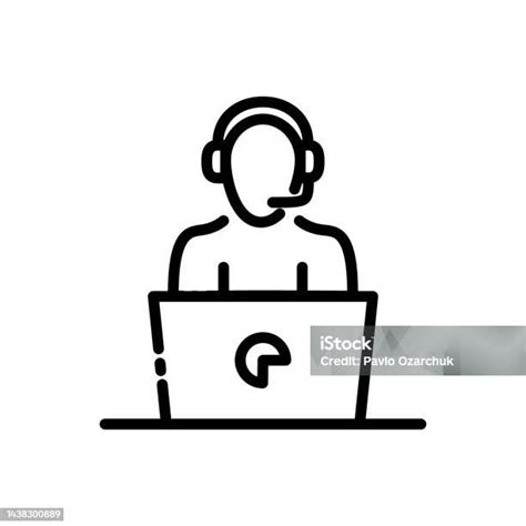 사회 라인 아이콘입니다 교육 발표자 말풍선 직접 연설 소셜 네트워크 우정 관계 헤드폰 운영자 리더 흰색 배경에 벡터 검은 선