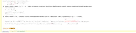 solved consider the following recurrence relation and