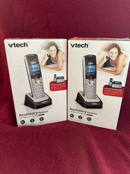 2 Vtech Ds6101 Line Accessory Expansion Handset Cordless Phone Black Pairs With The Vtech