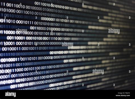 Blocks Of Binary Data Blockchain Concept Blue Background With Computer Digital Binary Code Bit