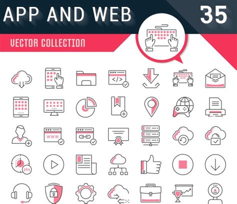 Set Flat Line Icons Seo And Web Design Royalty Free Vector
