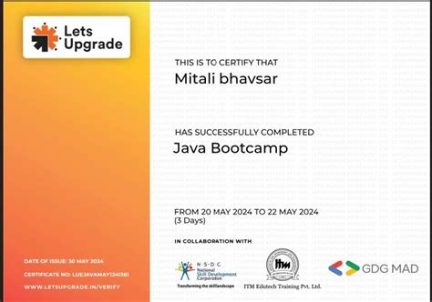 Mitali Bhavsar On Linkedin Javabootcamp Softwaredevelopment Continuouslearning Letsupgrade