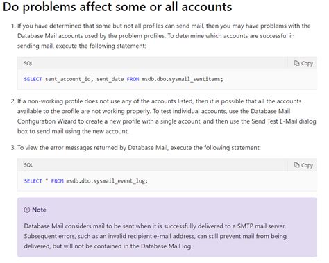 Sql Database Mail Not Working The Mail Could Not Be Sent To The Recipients Because Of The Mail