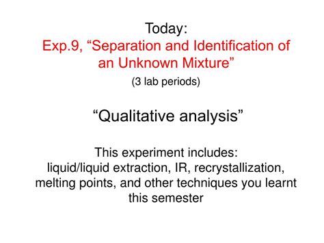 PPT Your Unknown Mixture Note Its Number Contains PowerPoint Presentation ID