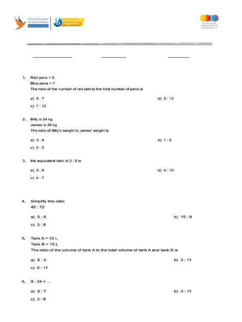 Ratio Revision 1 Pdf