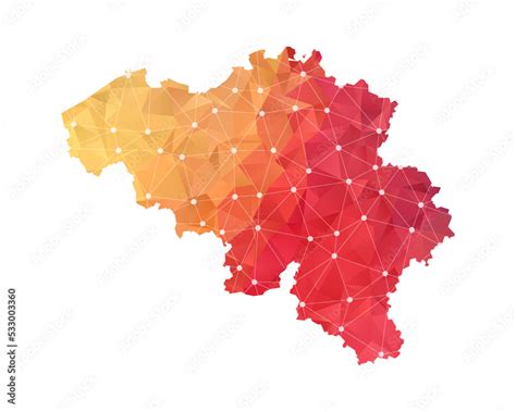 Belgium Map Abstract Geometric Rumpled Triangular Low Poly Style